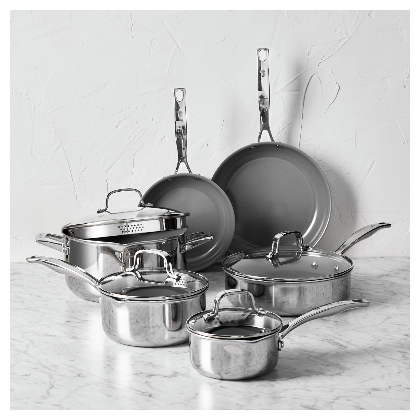 Henckels 10pc Stainless Steel Ceramic Non-Stick Cookware Set, CLAD H3 ...