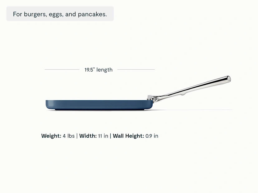 Caraway Square Griddle Pan in Navy