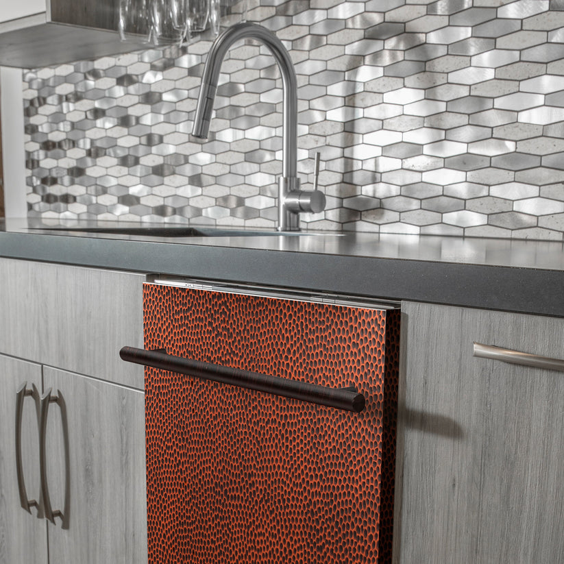 ZLINE 24 in. Top Control Dishwasher in Hand-Hammered Copper with Stain
