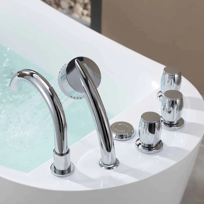 Empava 67" Freestanding Oval Whirlpool Acrylic Bathtub with Faucet, EM ...