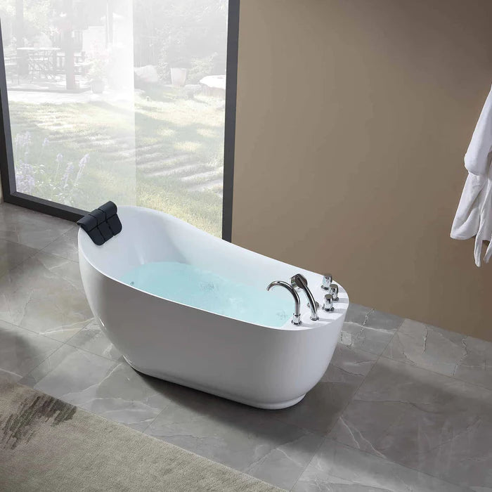 Empava 67" Freestanding Oval Whirlpool Acrylic Bathtub with Faucet, EM ...
