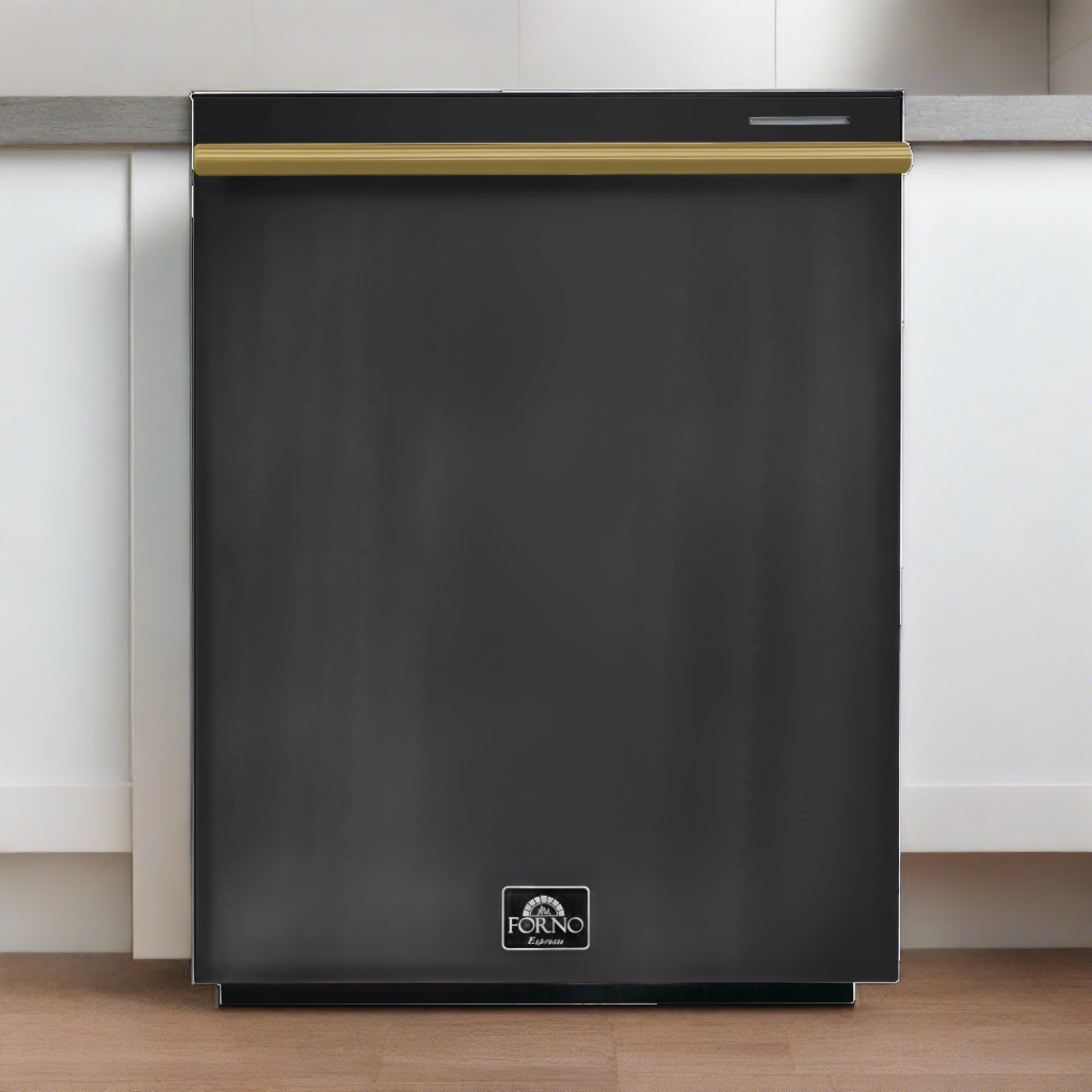 Forno Espresso 24" Built-In Dishwasher in Black with Antique Brass Han