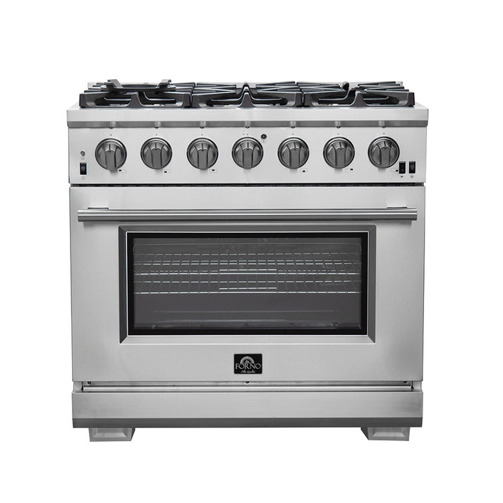 FORNO Capriasca 36" 5.36 cu. ft. Gas Range with 6 Italian Burners in S