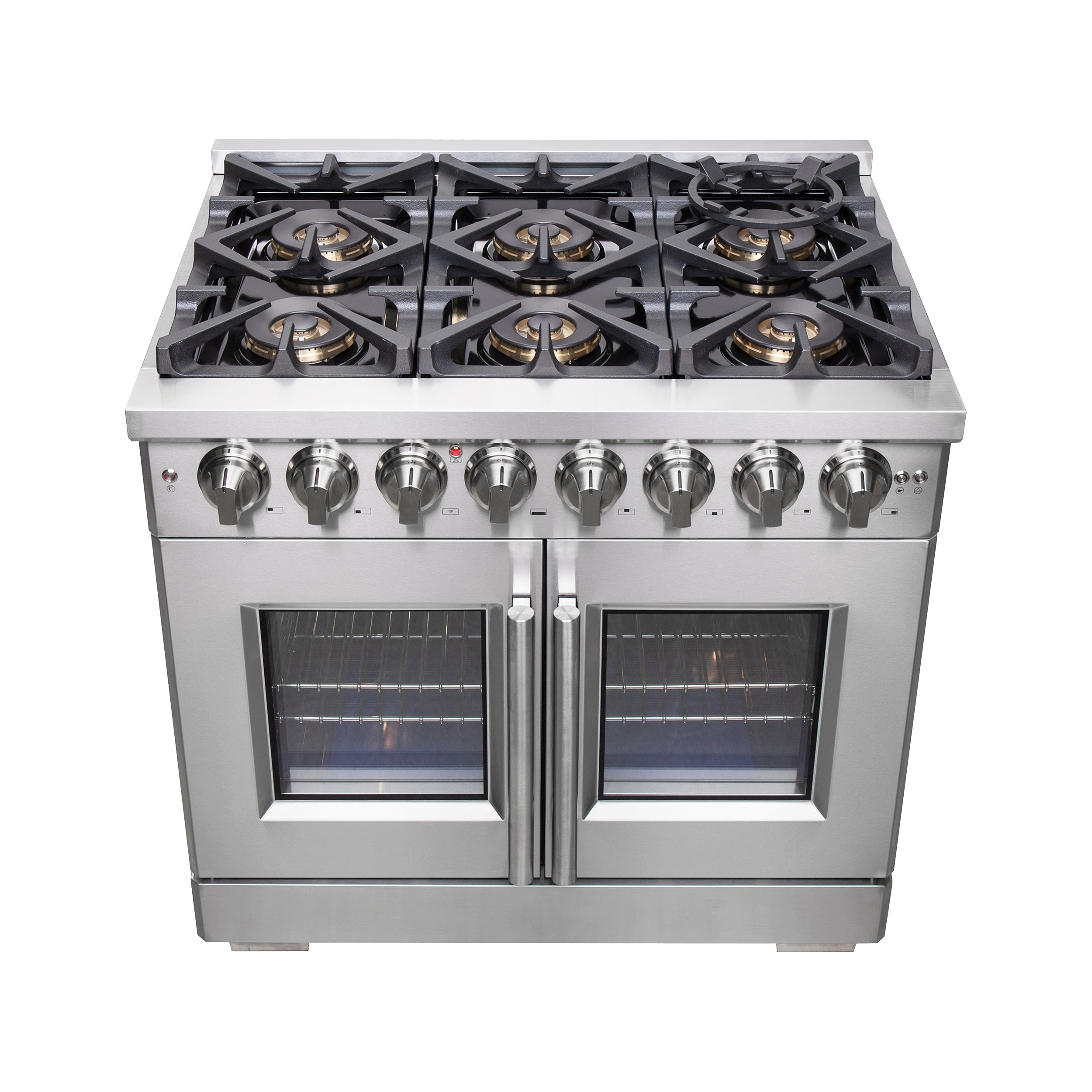 Forno 36" Professional Gas Burner, Electric Oven Range With French Doo ...