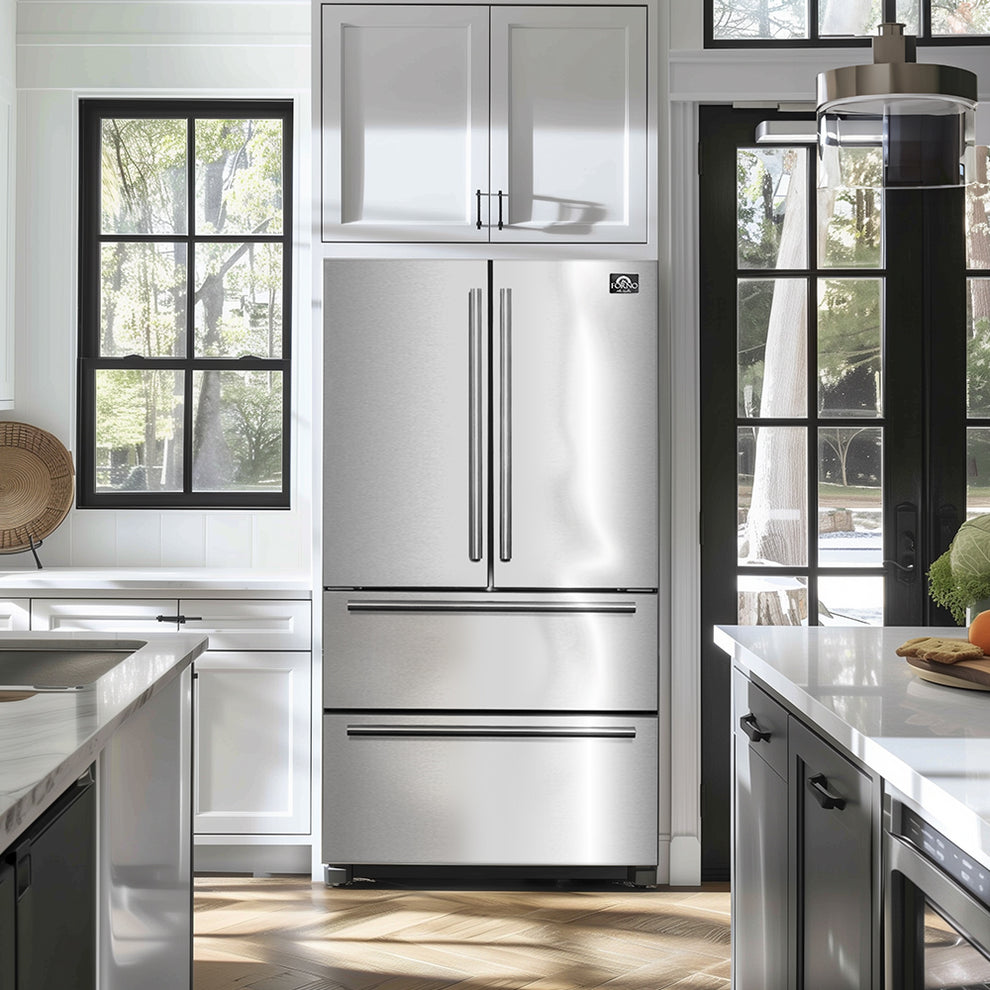 FORNO Moena 40" 19.2 cu. ft. French Door Built-In Refrigerator in Stai