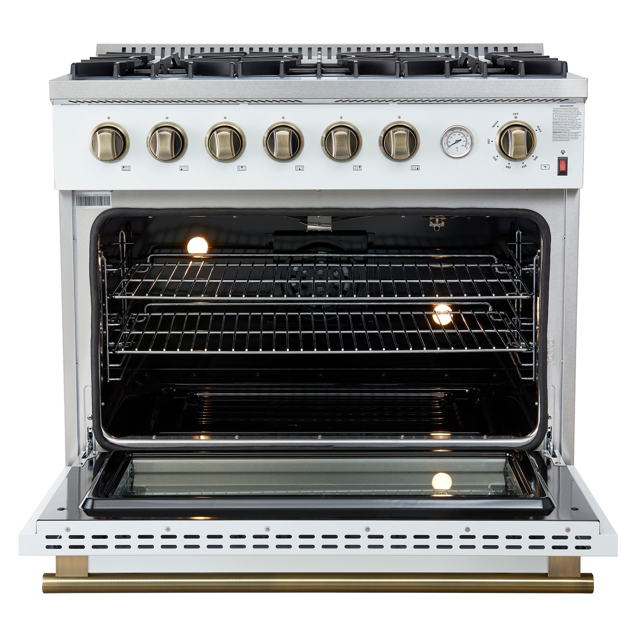 FORNO Marco 36" 5.36 cu.ft. Gas Range with 6 Burners and Temperature G