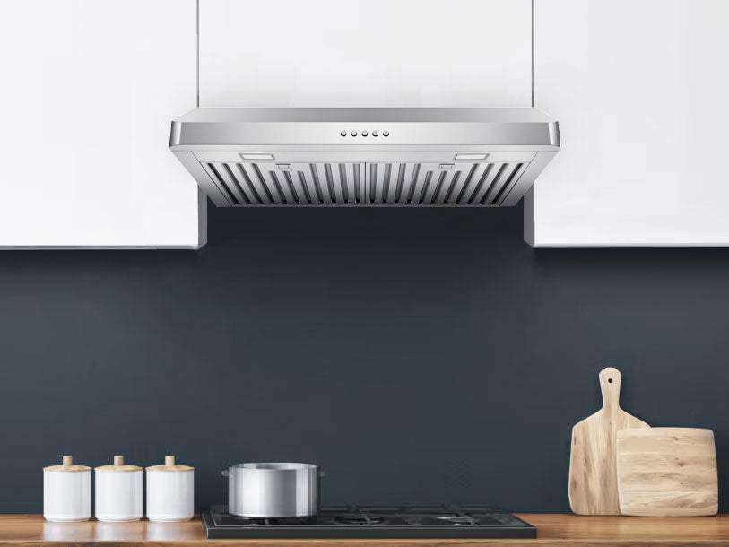 30 Inch 600 CFM Under Cabinet Range Hood with Push Button Controls - V