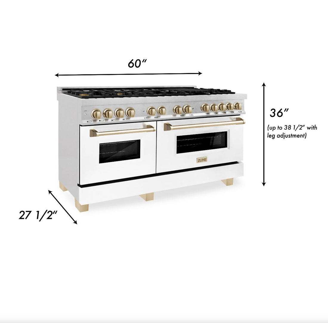 ZLINE Autograph 60" 7.4 cu. ft. Dual Fuel Range with White Matte Door