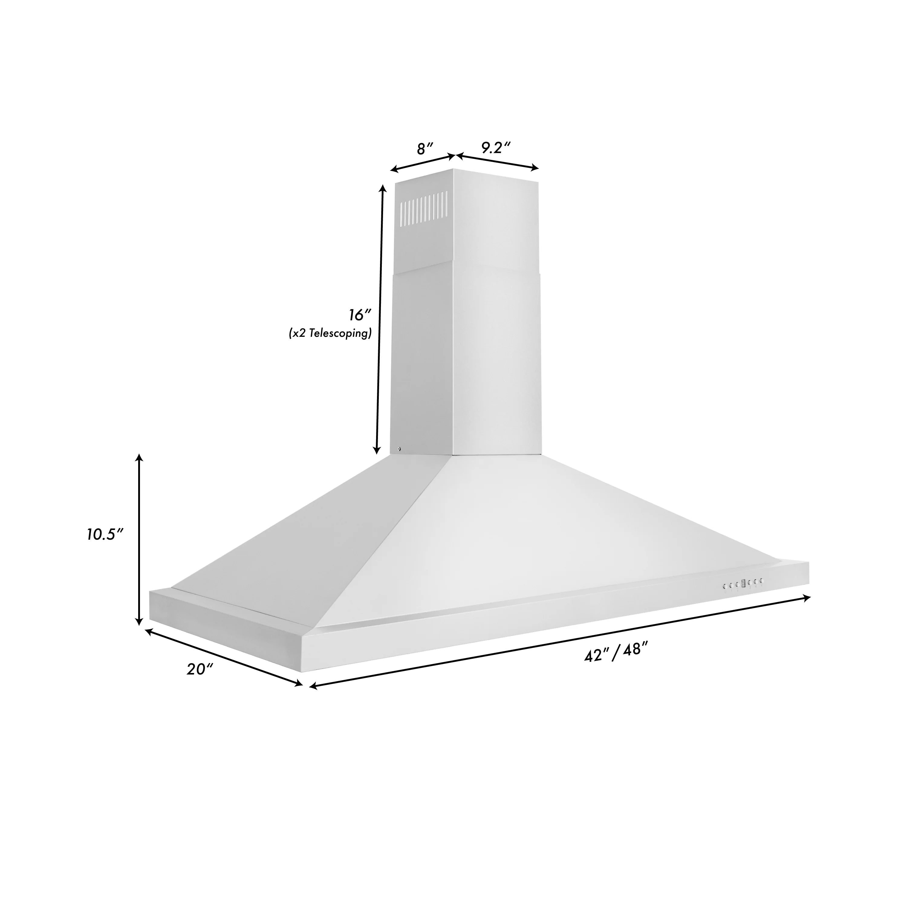 ZLINE 48 in. Convertible Vent Wall Mount Range Hood in Stainless Steel ...