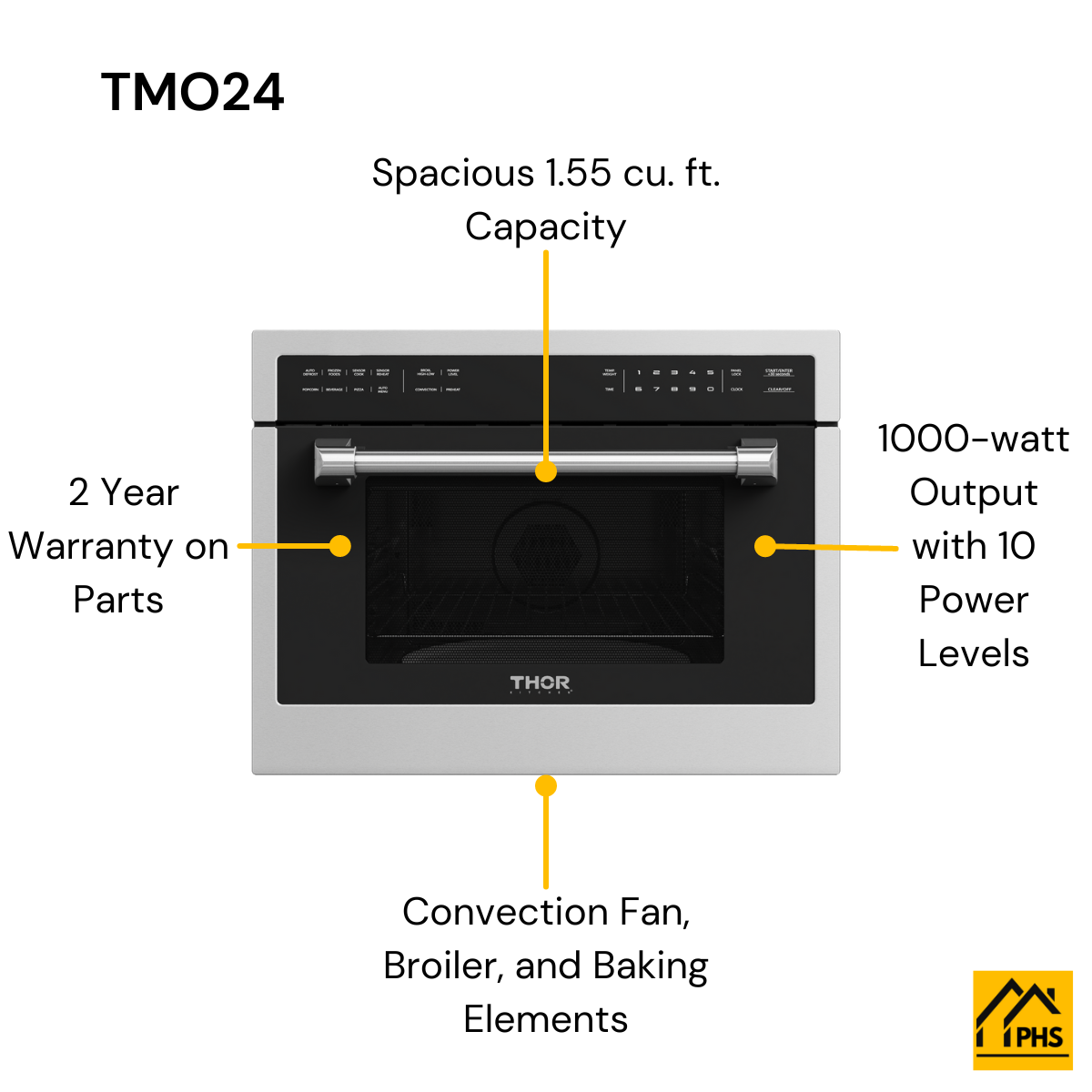 THOR Kitchen 24 Inch Microwave Oven In Stainless Steel, TMO24