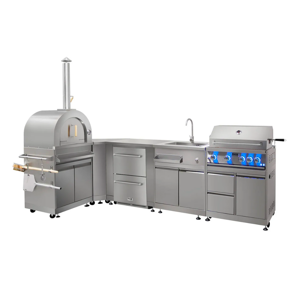 Thor Outdoor Kitchen Package with Propane Gas Grill and Refrigerator ...