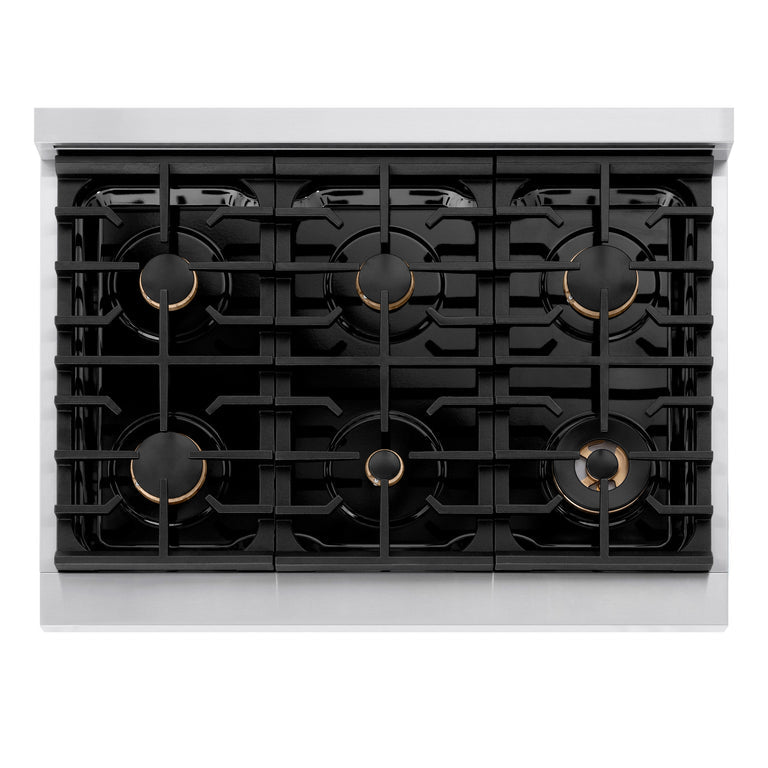 ZLINE Autograph Package - 36" Gas Range, Range Hood, Refrigerator, Dis ...