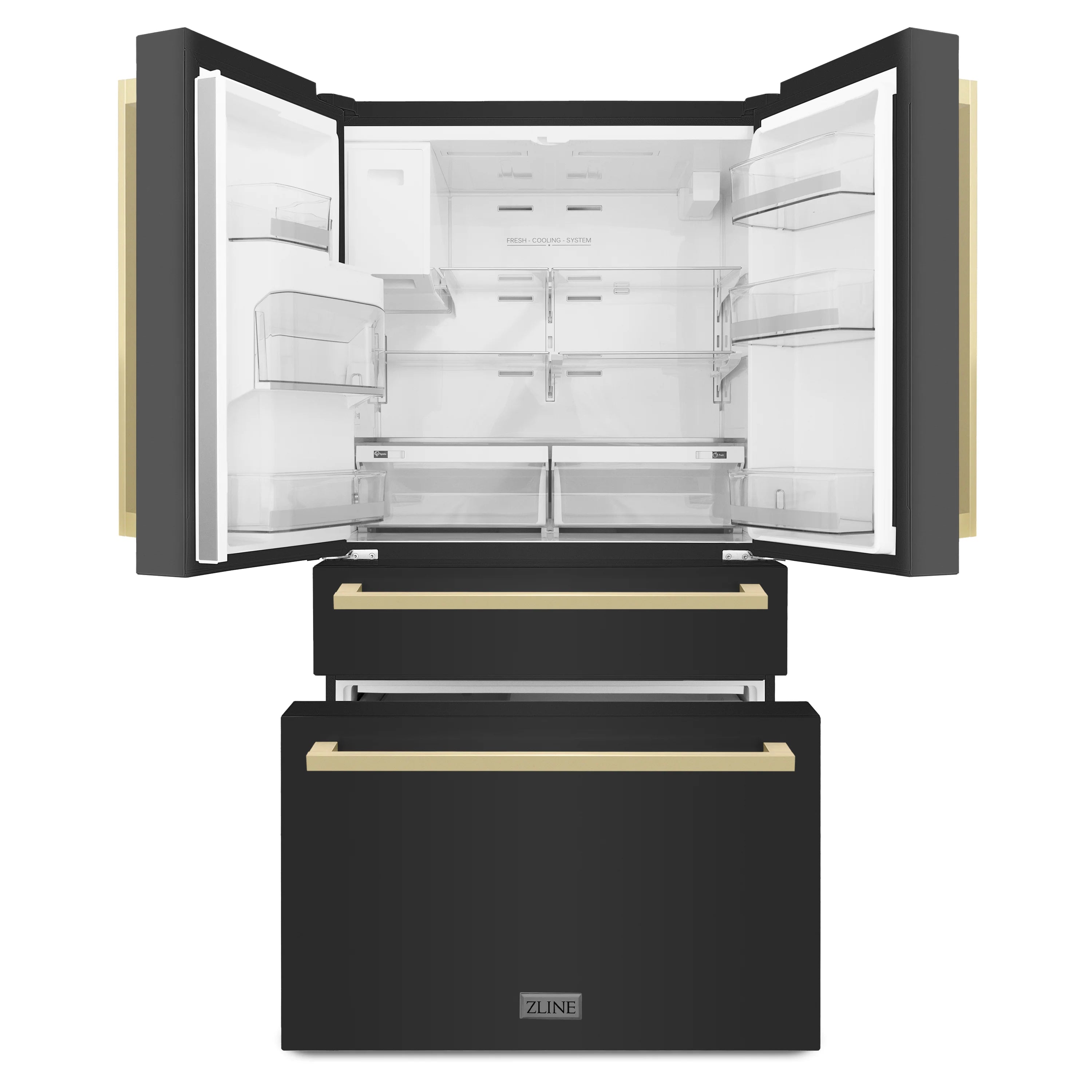 ZLINE Refrigerator in Black Stainless with Gold | Counter Depth with ...