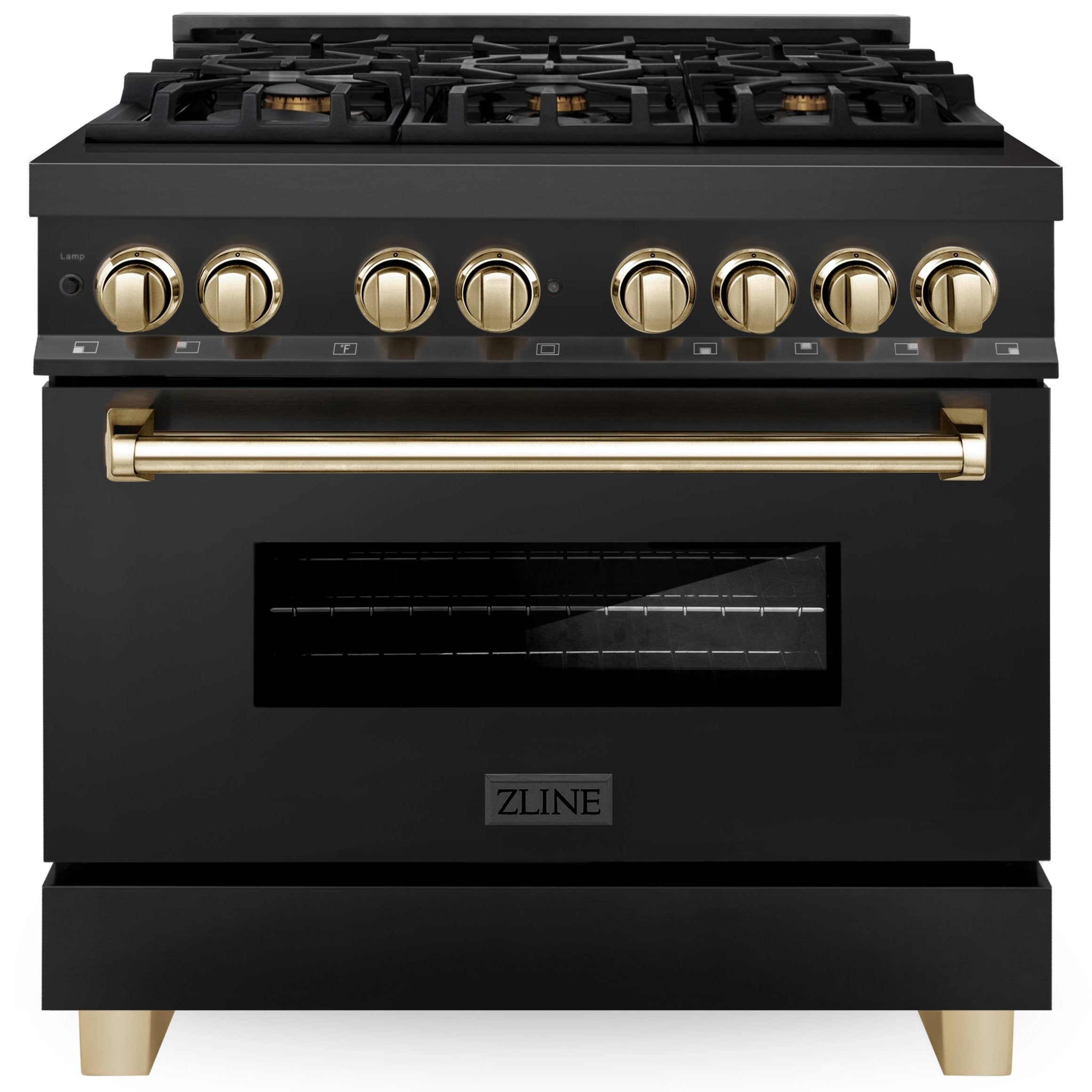 ZLINE Autograph 36 in. Gas Burner/Electric Oven Range in Black Stainle ...