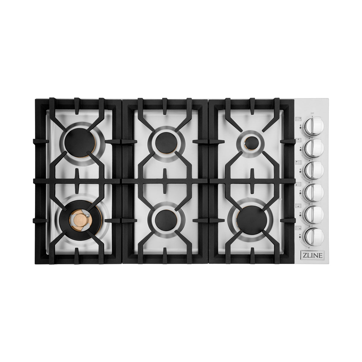 ZLINE 36 in. Dropin Cooktop with 6 Gas Brass Burners, RC-BR-36 ...