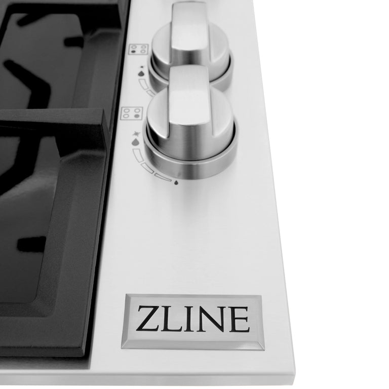 ZLINE 30 in. Dropin Cooktop with 4 Gas Brass Burners and Black Porcela ...