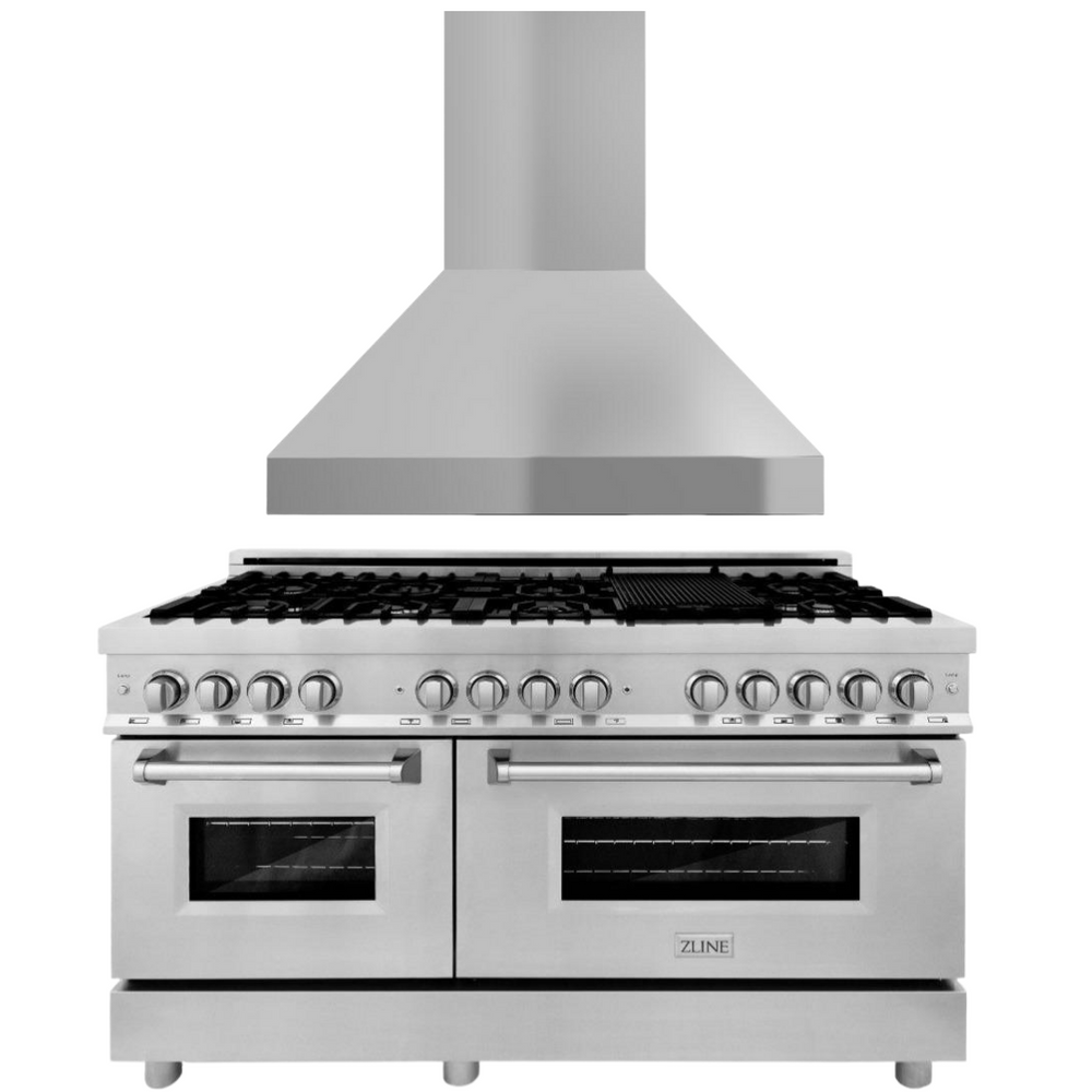 ZLINE 60 in. Dual Fuel Range & 60 in. Range Hood Appliance Package, 2K ...