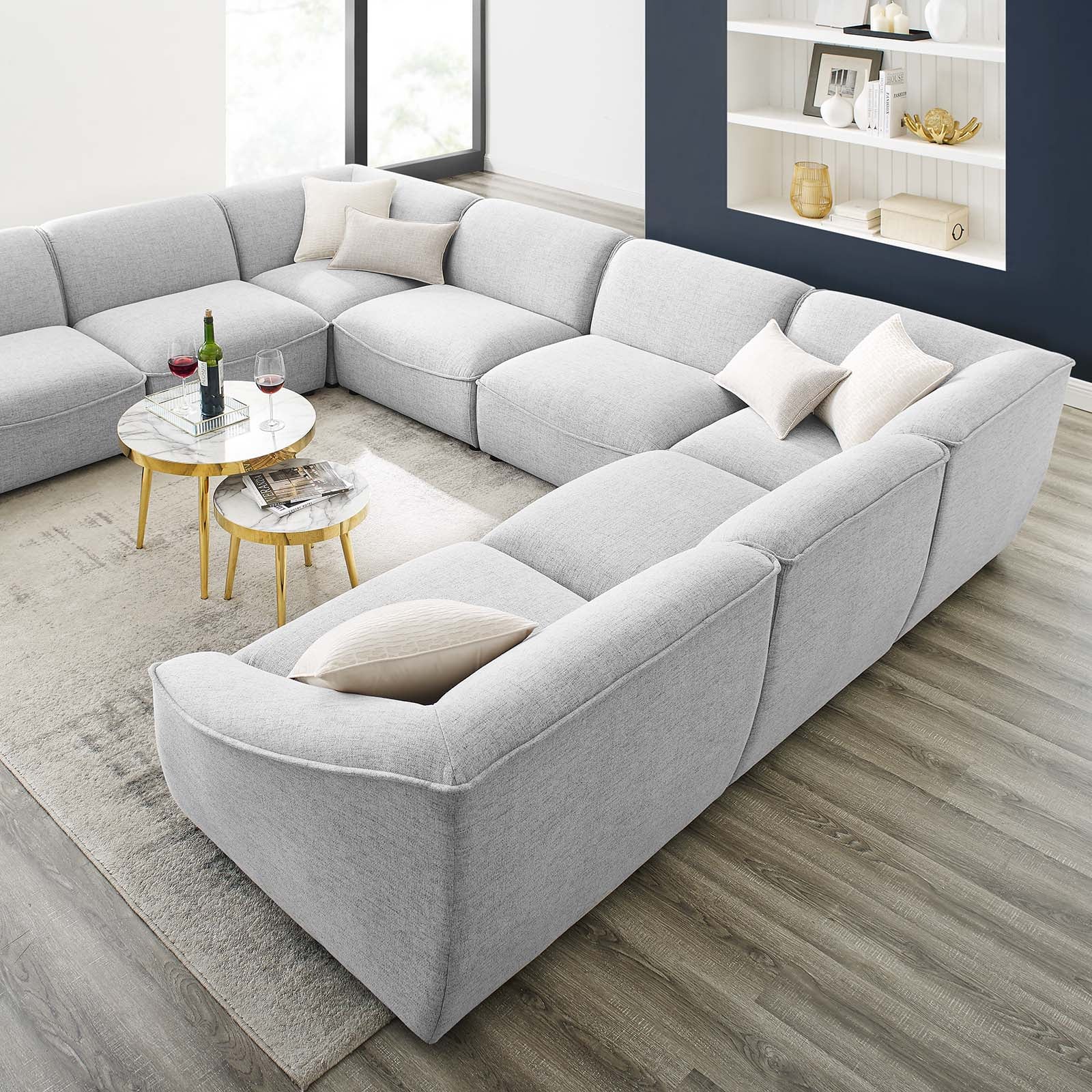 Comprise 8-Piece Sectional Sofa in Light Gray, EEI-5414-LGR – Premium ...