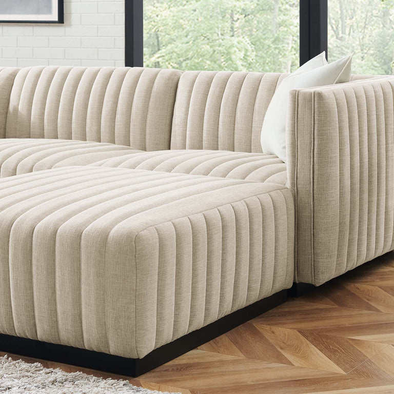 Beige Tufted Upholstered Sectional Sofa | Baci Living Room