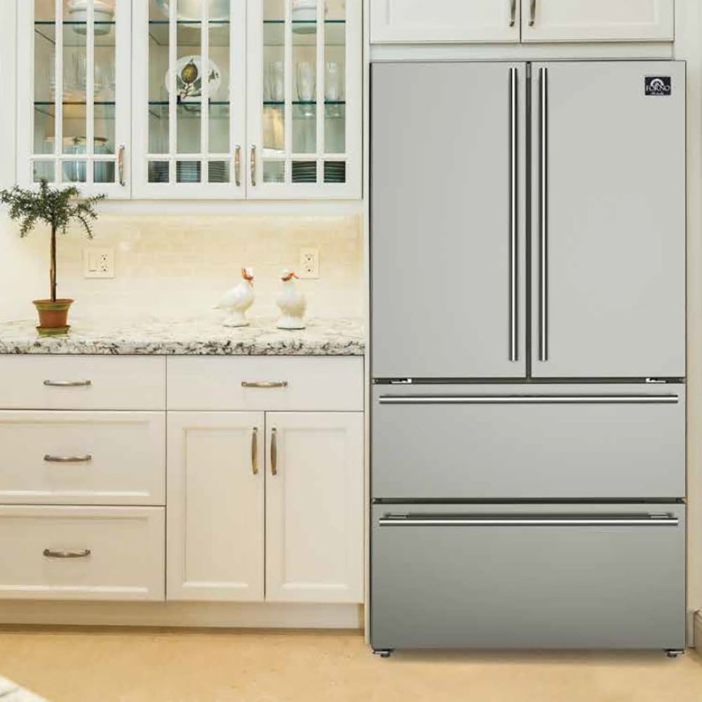 Forno 36 in. 19 cu.ft. French Door Refrigerator in Stainless Steel, FF ...
