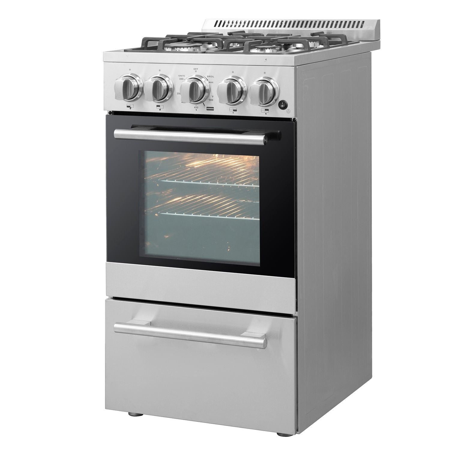 Forno 20" Freestanding Gas Range With 4 Sealed Burners in Stainless St ...