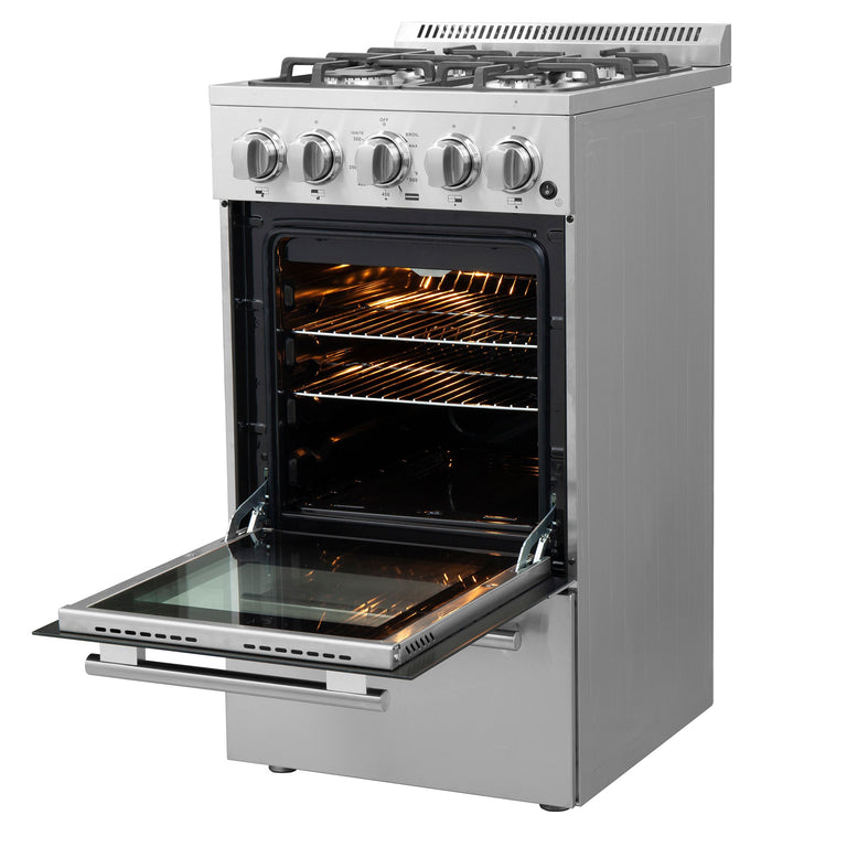 Forno 20" Freestanding Gas Range With 4 Sealed Burners in Stainless St ...