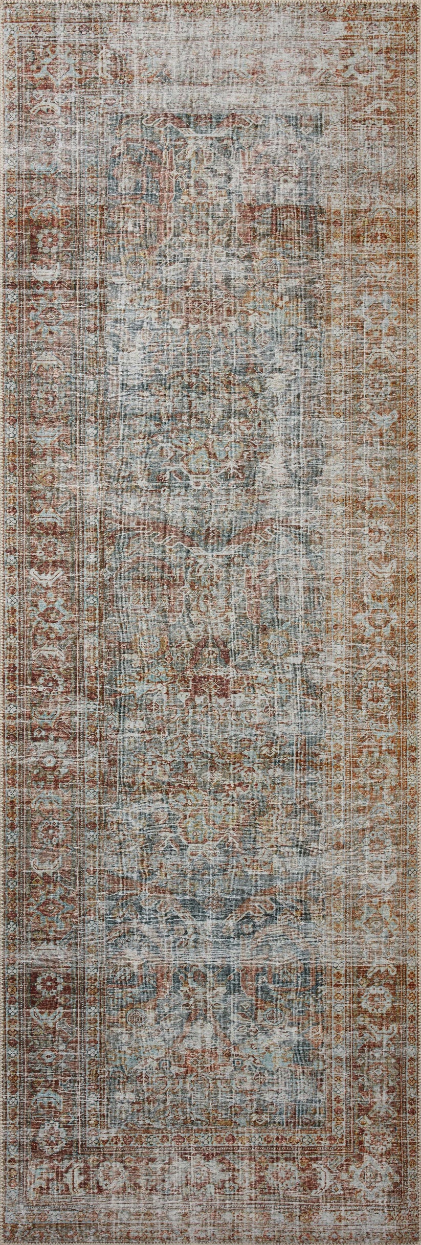 Chris Loves Julia x Loloi Rug in Lagoon, Brick - 5' x 7'6"