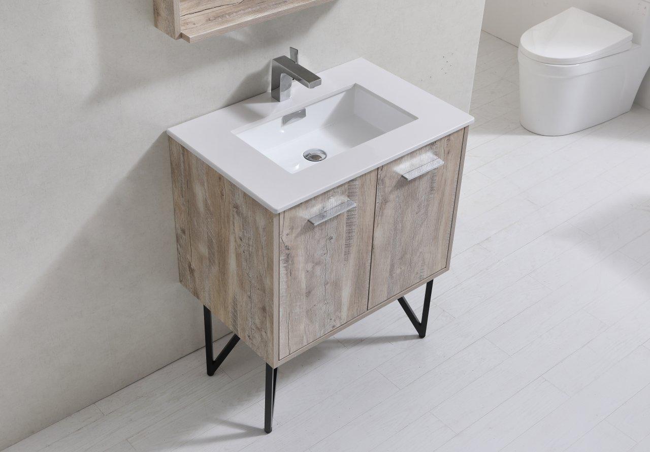 KubeBath Bosco 30 in. Modern Bathroom Vanity w/ Cream Countertop, KB30 ...