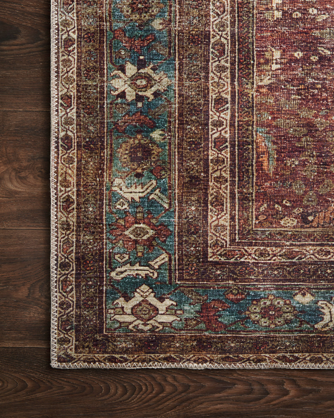 Loloi II Layla Collection Rug in Brick, Blue - 2'6" x 12'0"