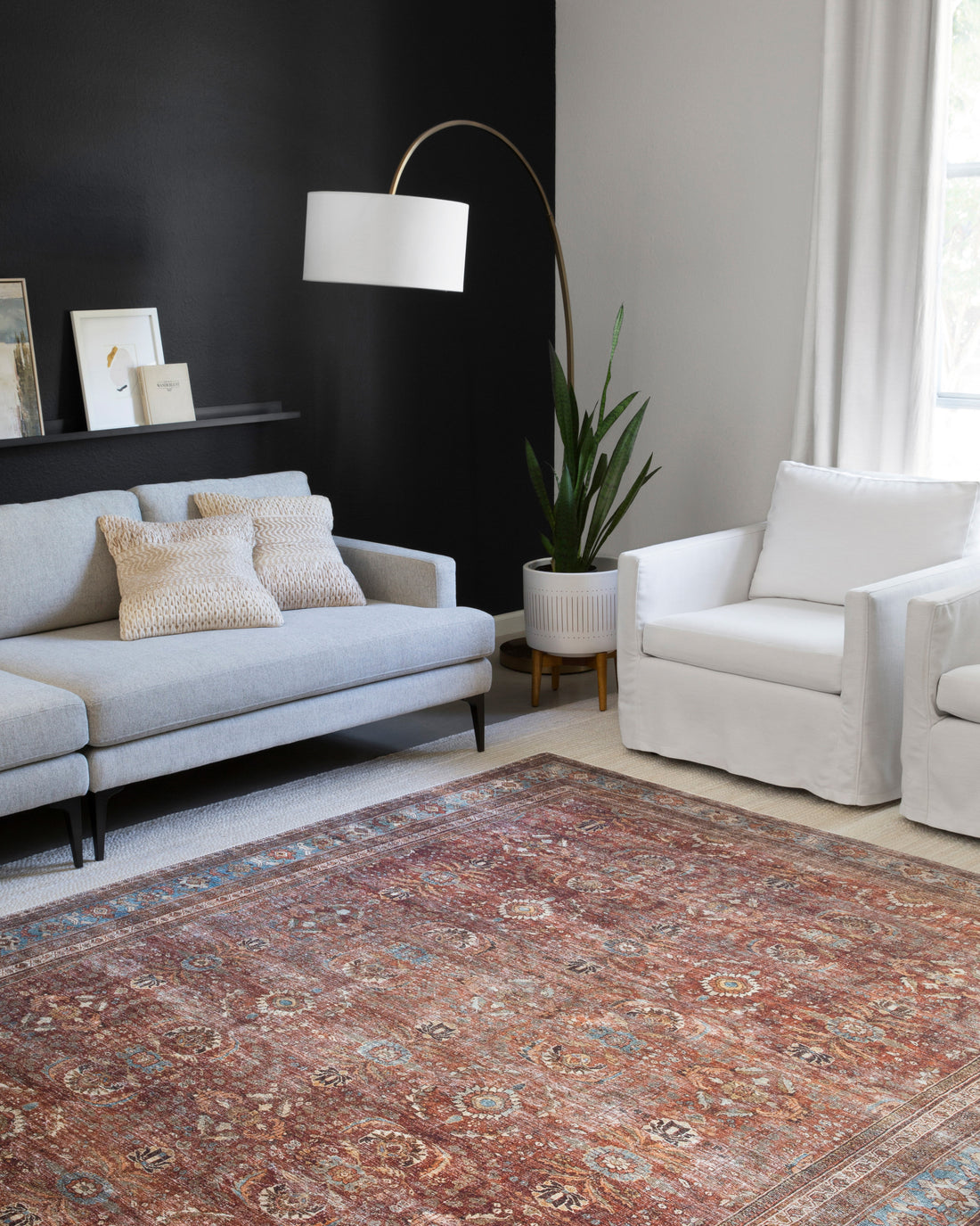 Loloi II Layla Collection Rug in Brick, Blue - 7'6" x 9'6"