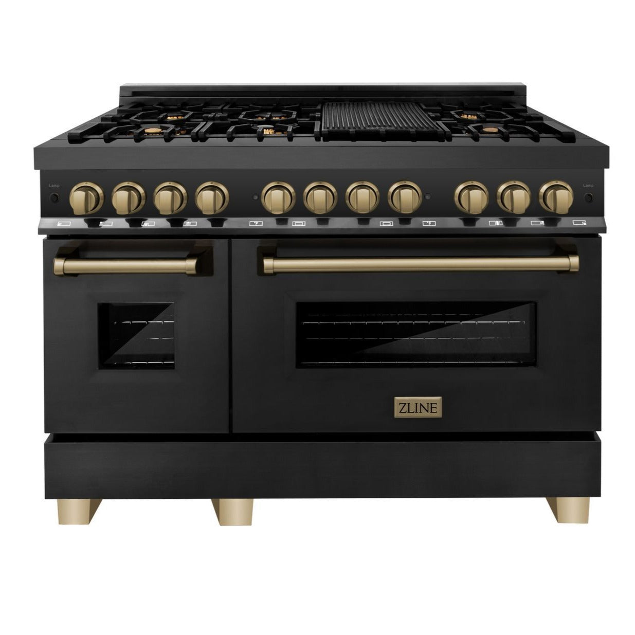 ZLINE Autograph 48 in. Gas Burner/Electric Oven Range in Black Stainle ...