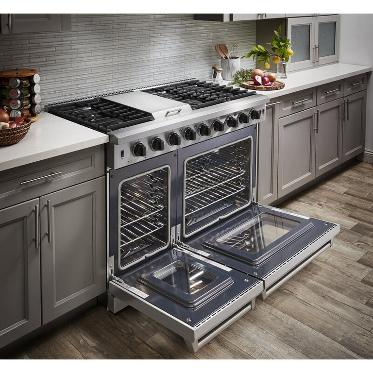 Thor Kitchen 48 in. 6.8 cu. ft. Double Oven Propane Gas Range in Stain ...