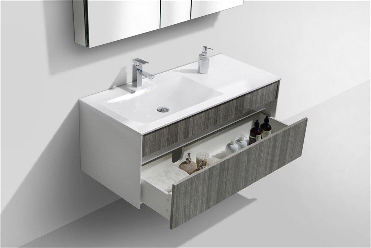 KubeBath Fitto 48 in. Ash Gray Wall Mount Modern Bathroom Vanity - Sin ...
