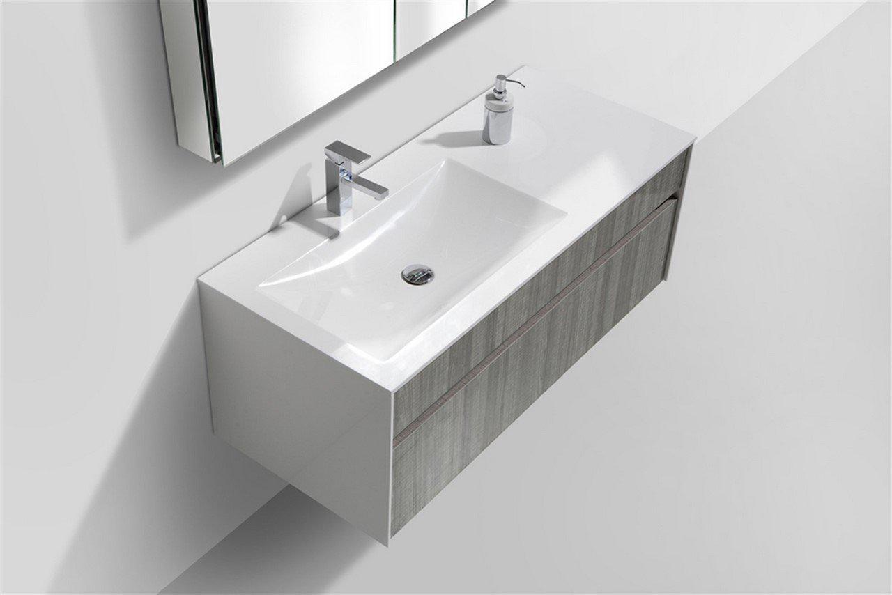 KubeBath Fitto 48 in. Ash Gray Wall Mount Modern Bathroom Vanity - Sin ...