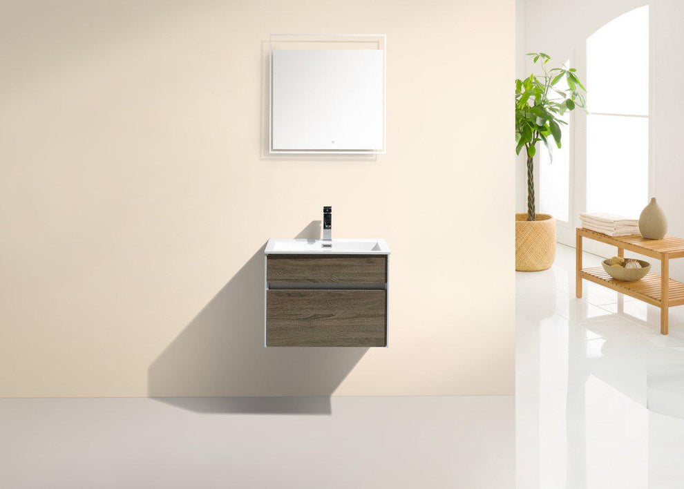 KubeBath Fitto 24 in. Havana Oak Wall Mount Modern Bathroom Vanity, S6