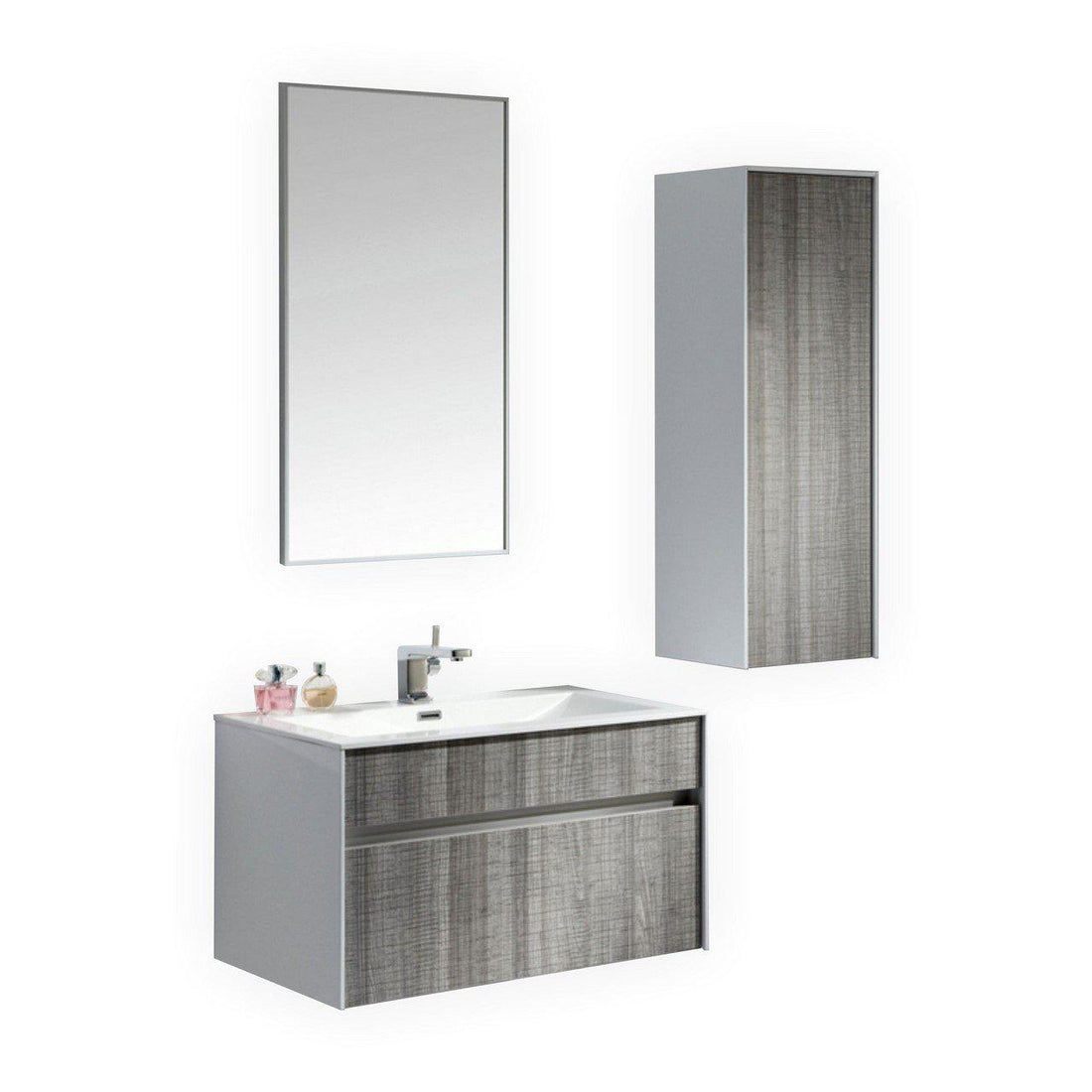 KubeBath Fitto 32 in. Wall Mount Modern Bathroom Vanity - Ash Gray, S8