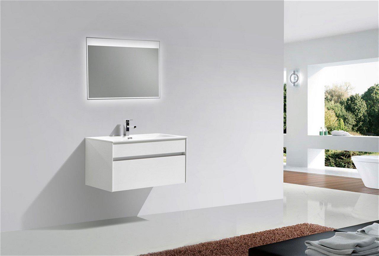 KubeBath Fitto 36 in. High Gloss White Wall Mount Modern Bathroom Vani ...
