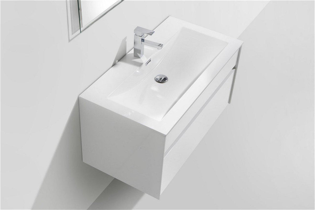 KubeBath Fitto 36 in. High Gloss White Wall Mount Modern Bathroom Vani ...