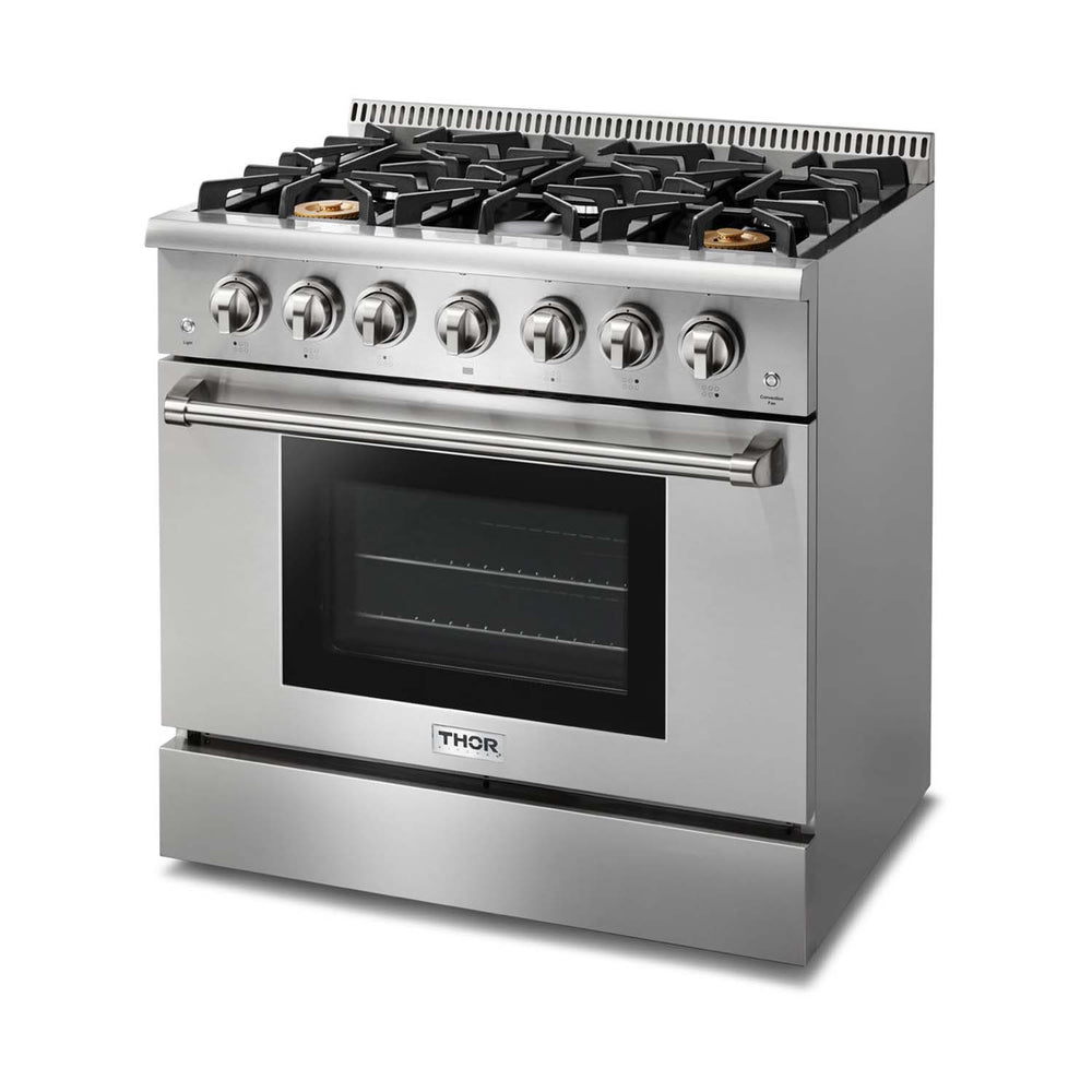 Thor Kitchen 36 in. Professional Natural Gas Range in Stainless Steel,# ...