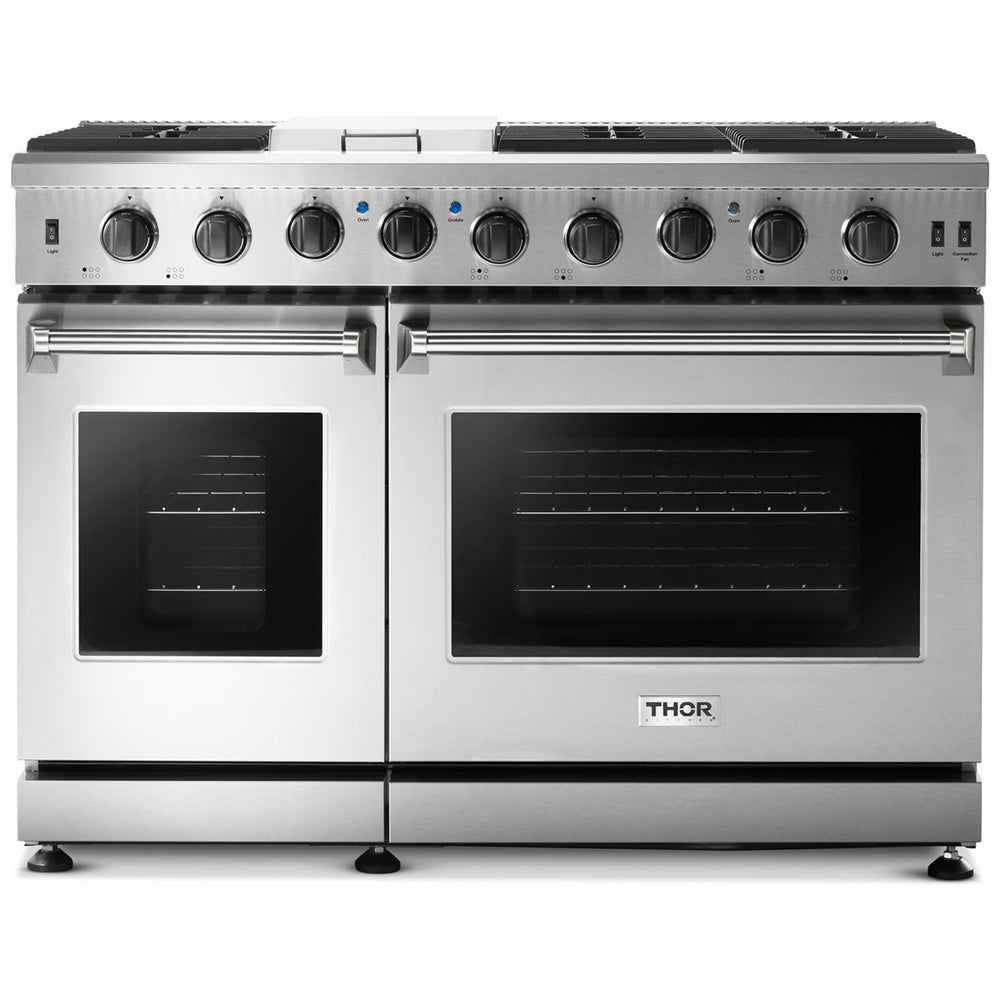 Thor Kitchen 48 in. 6.8 cu. ft. Double Oven Natural Gas Range in Stain ...