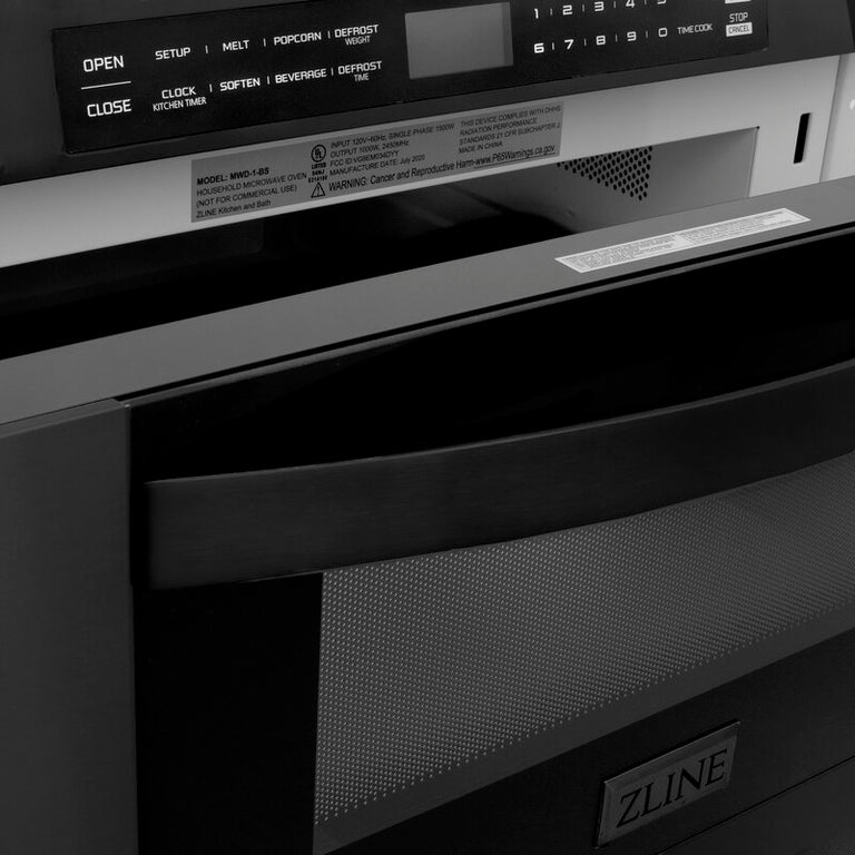 ZLINE 24 in. 1.2 Cu. Ft. Microwave Drawer In Black Stainless Steel, MW ...