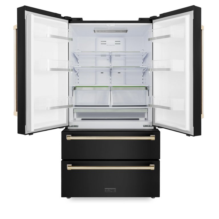 ZLINE Autograph Package - 36" Dual Fuel Range, Range Hood, Refrigerato ...