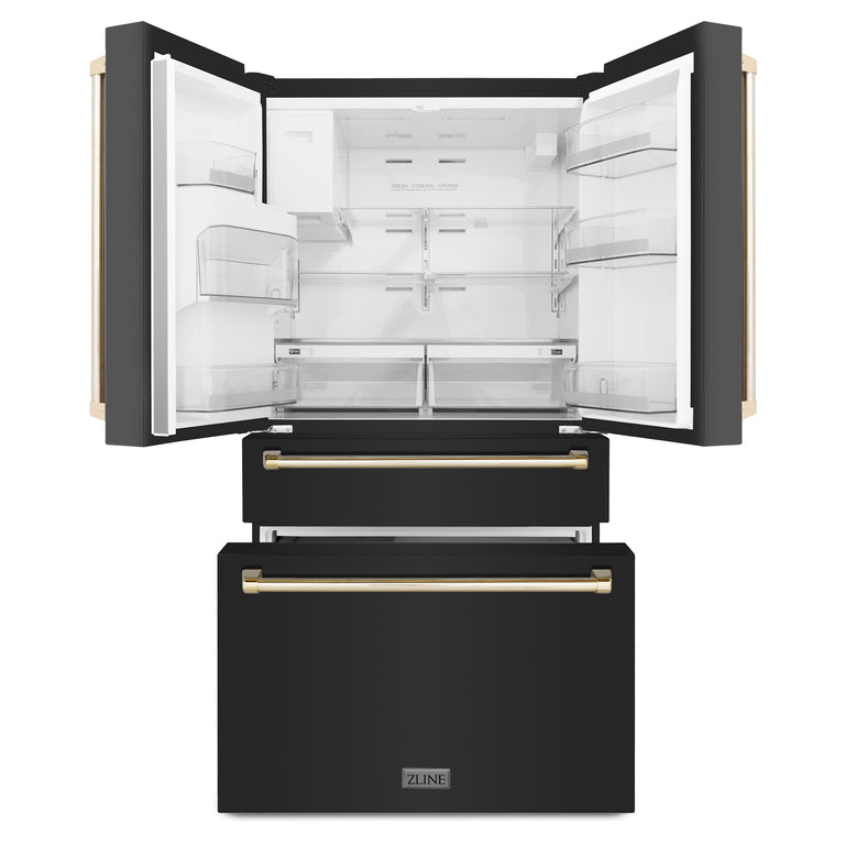 ZLINE Autograph Package - 48" Dual Fuel Range, Range Hood, Refrigerato ...