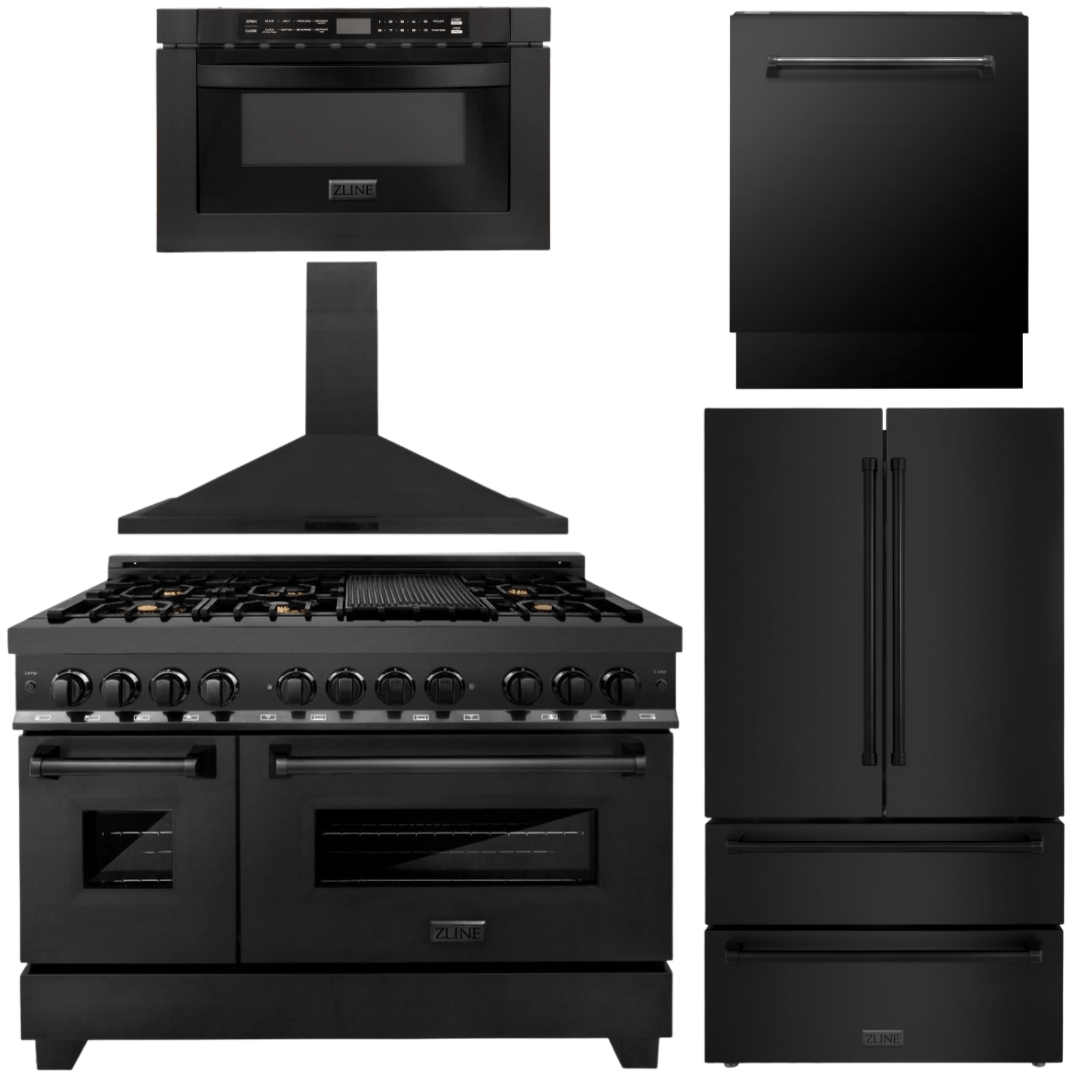 ZLINE Appliance Package - 48 in. Dual Fuel Range, Range Hood, Microwav ...