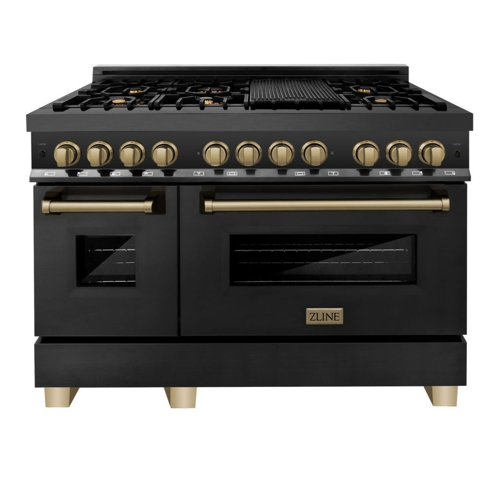 ZLINE Autograph Package - 48" Dual Fuel Range, Range Hood, Refrigerato ...