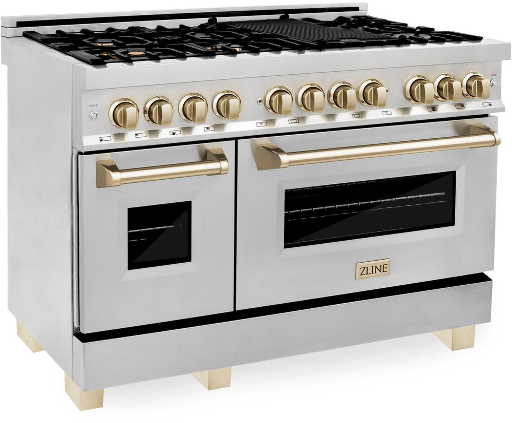 ZLINE Autograph Package - 48" Dual Fuel Range, Range Hood, Refrigerato ...