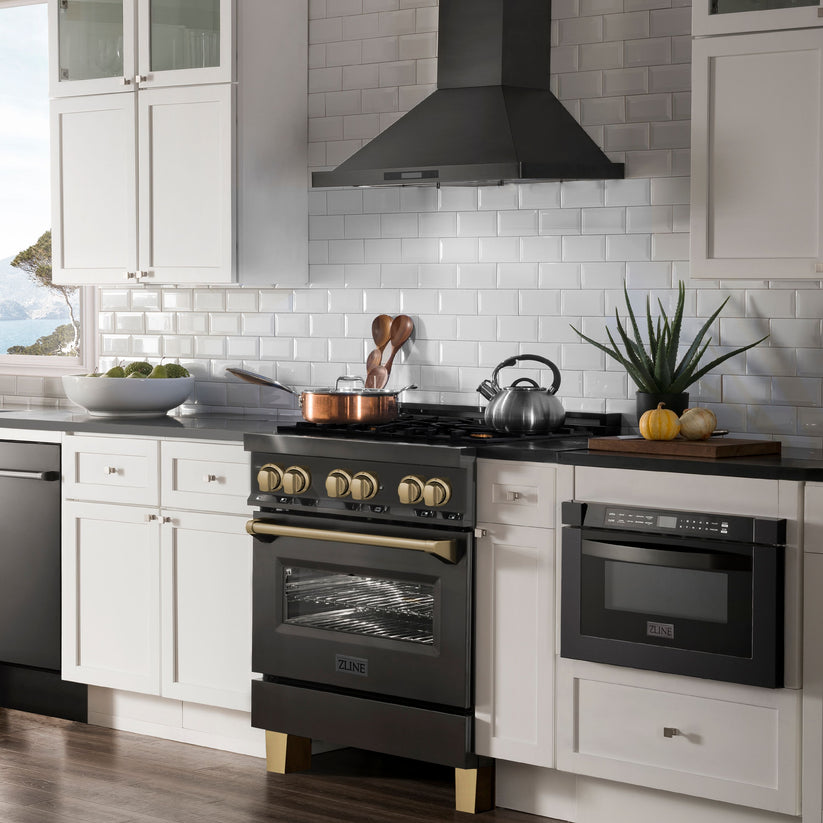 ZLINE Autograph 30" 4.0 cu. ft. Dual Fuel Range in Stainless Steel wit