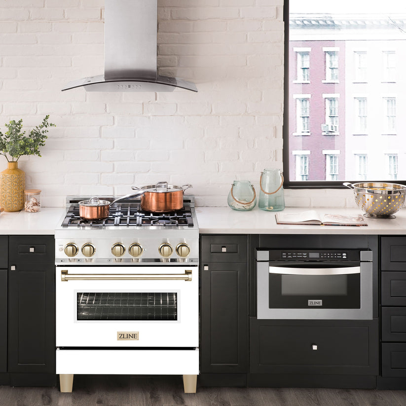 ZLINE Autograph 30" 4.0 cu. ft. Dual Fuel Range with White Matte Door
