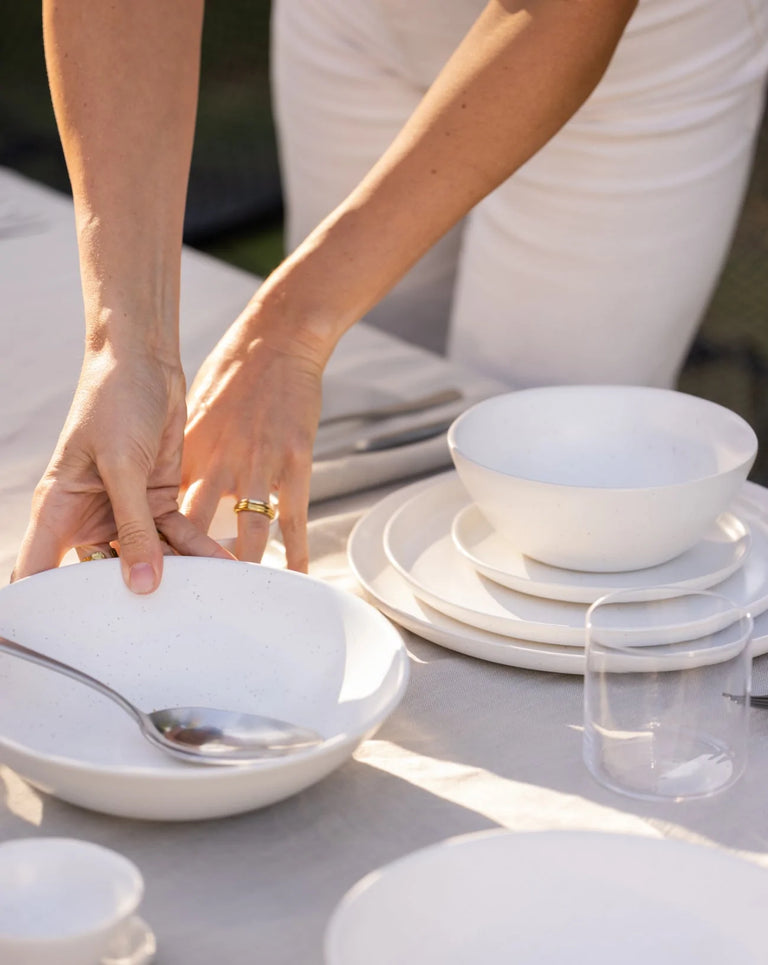 Fable Base Dinnerware Set in Speckled White – Premium Home Source