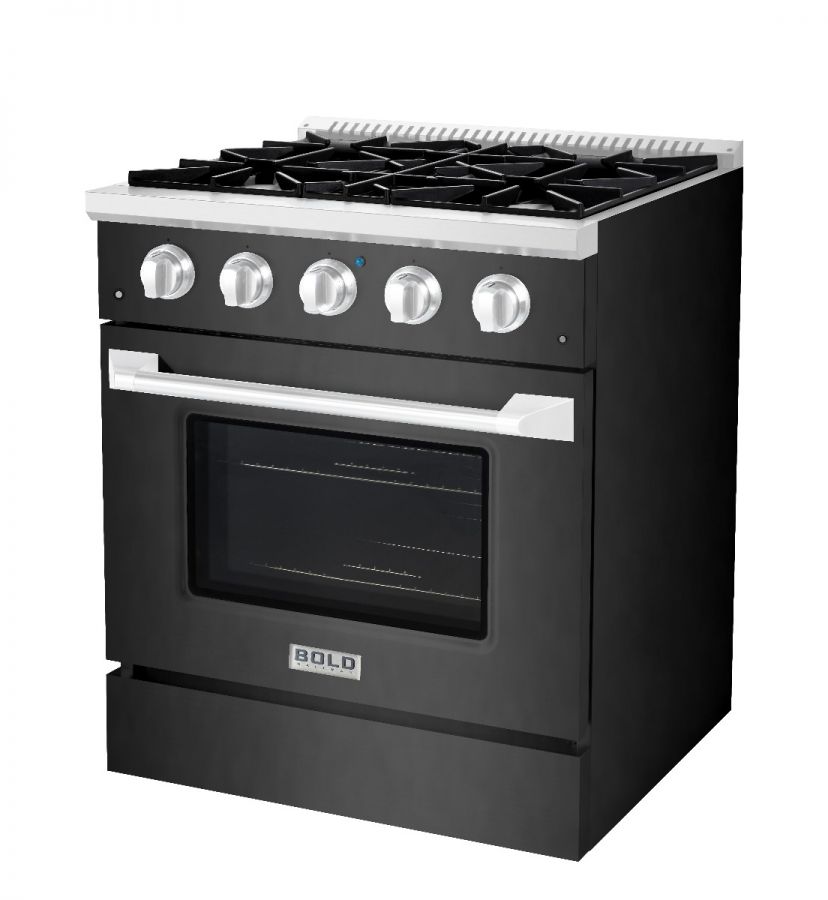 Hallman 30 In. Range with Gas Burners and Electric Oven, Black Titaniu ...